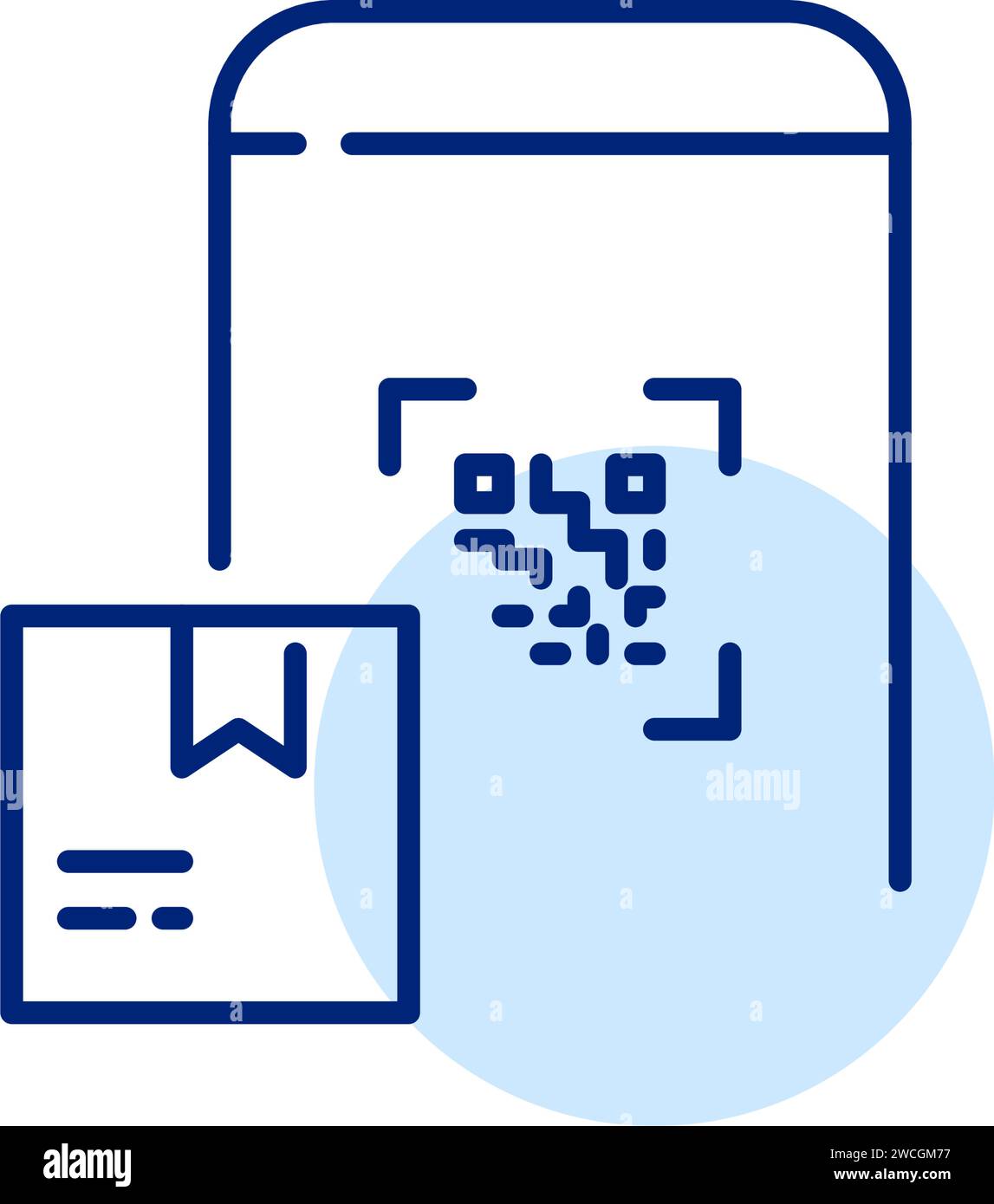 Tracking parcel location using qr code. Pixel perfect, editable stroke ...