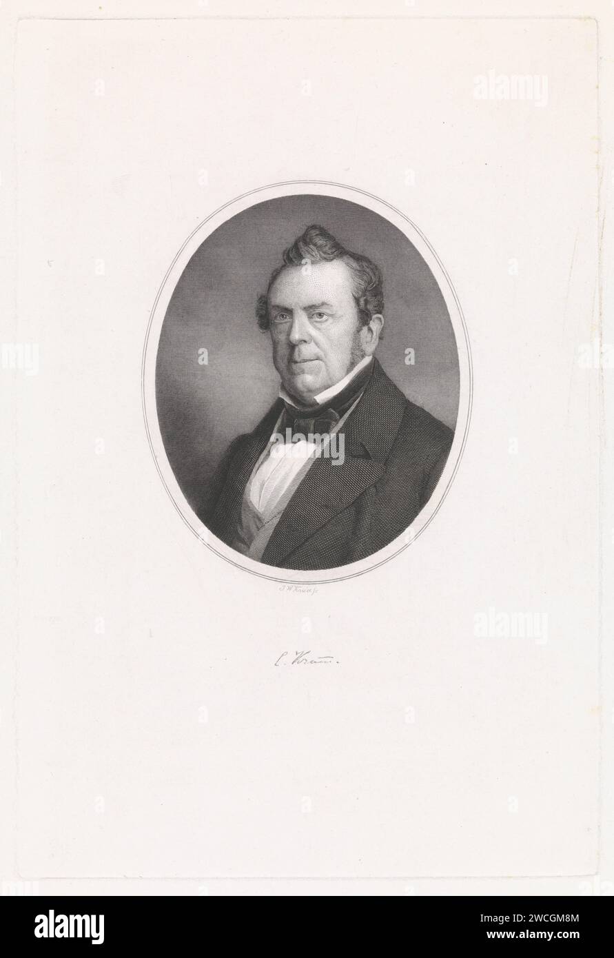 Portrait of Christiaan Kramm, Johann Wilhelm Kaiser (I), 1864 print ...