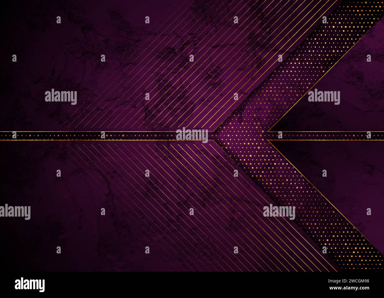 Dark violet and golden abstract tech geometric grunge background ...