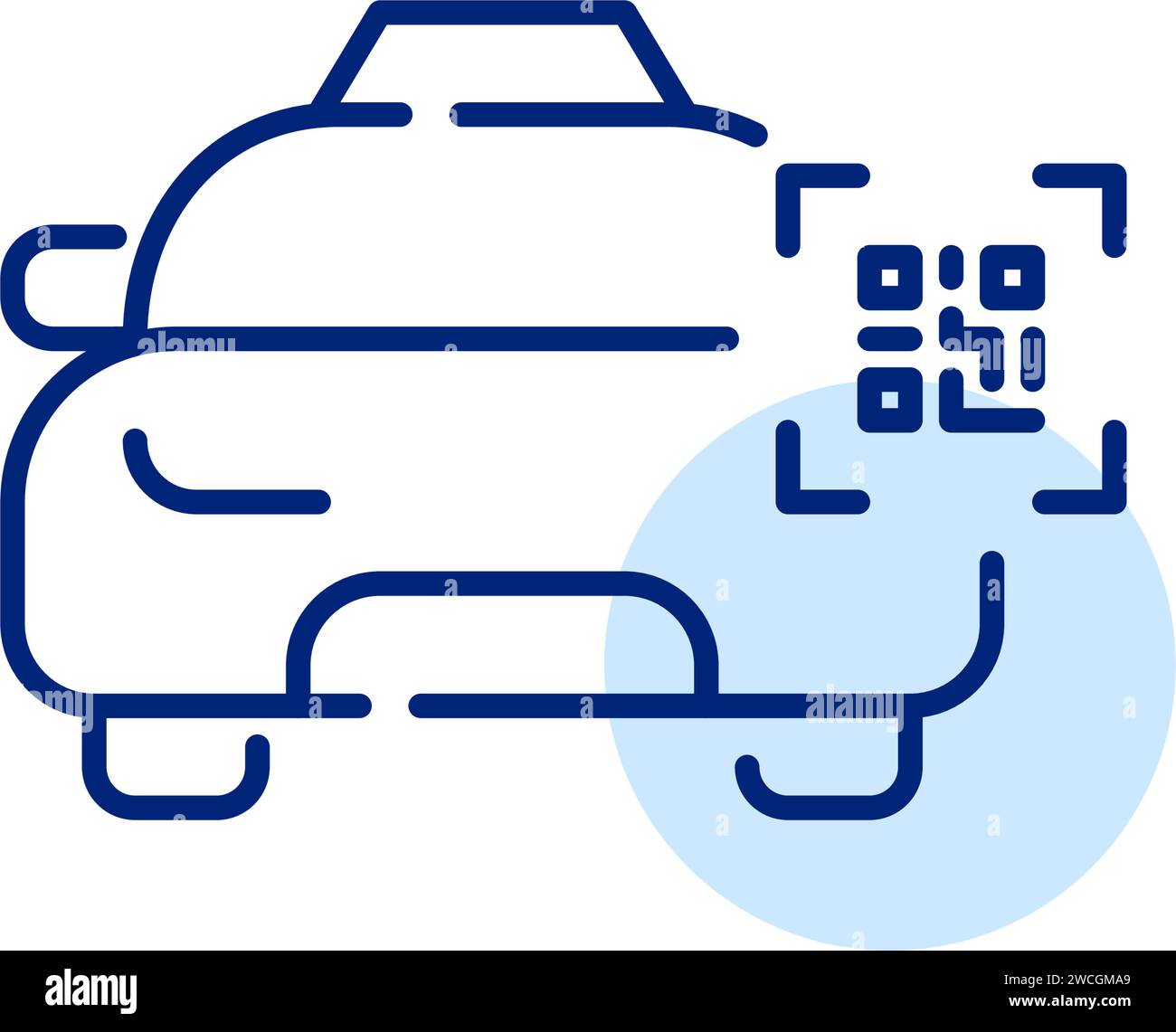 Taxi service. Accessing app using qr code. Pixel perfect, editable stroke Stock Vector Image ...