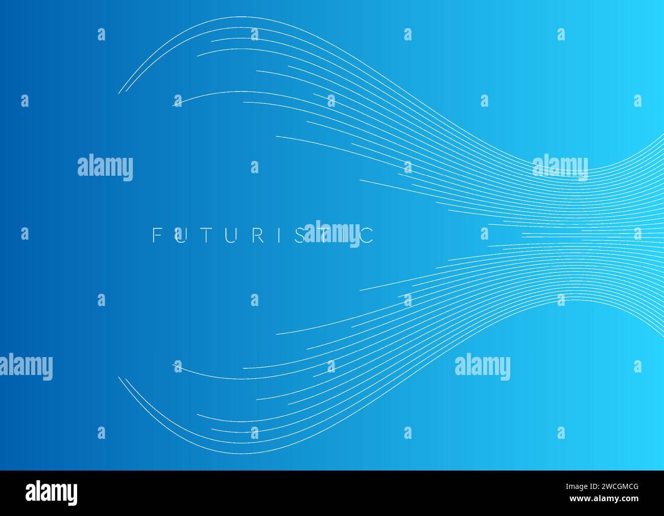 Blue minimal tech wavy lines abstract futuristic background. Vector ...
