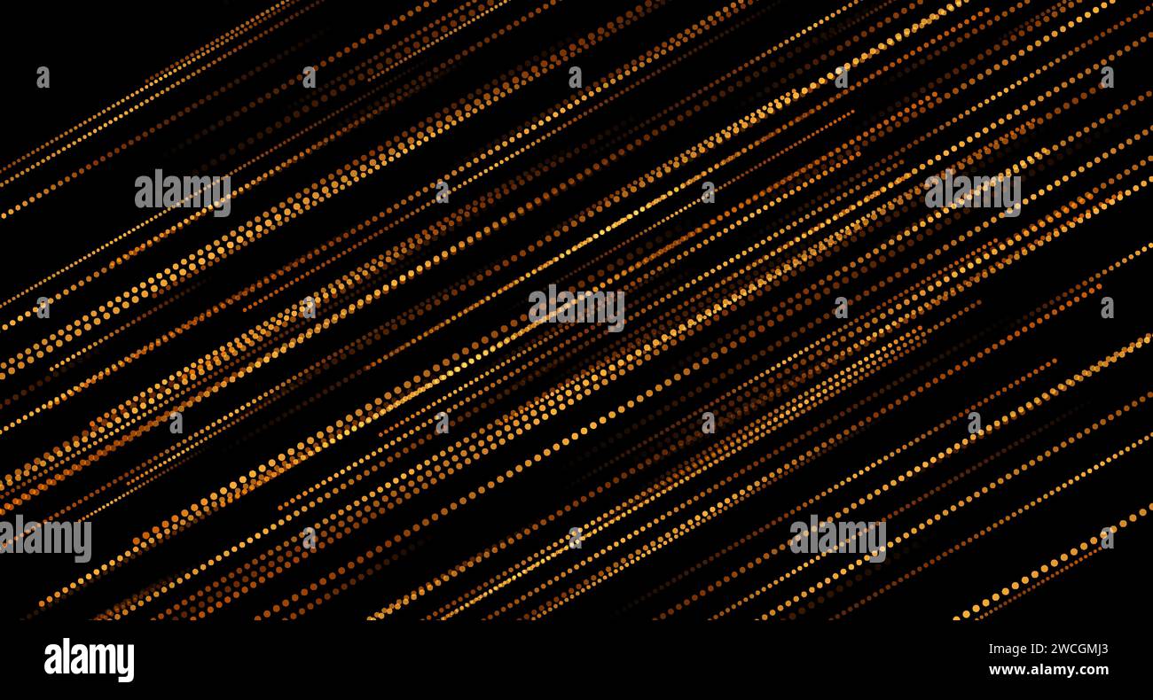 Glowing golden dotted lines abstract background. Vector graphic design ...