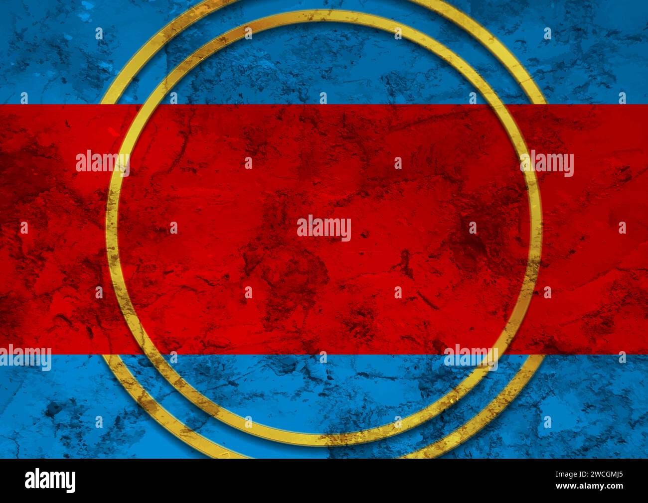 Blue and red grunge abstract background with golden rings. Vector ...