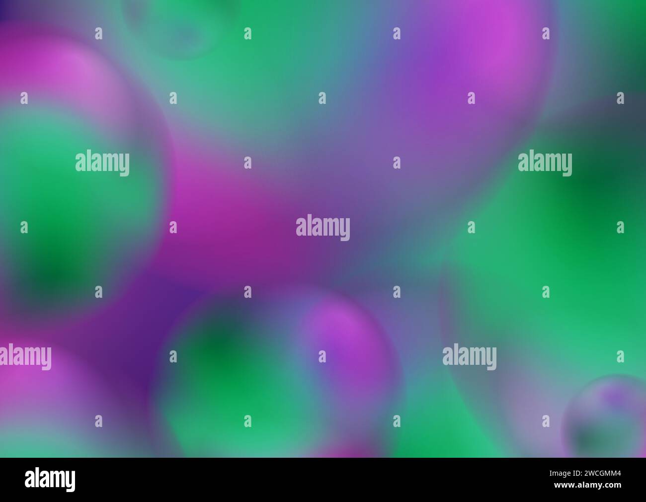 Colorful green violet holographic 3d blurred sphere balls. Abstract ...