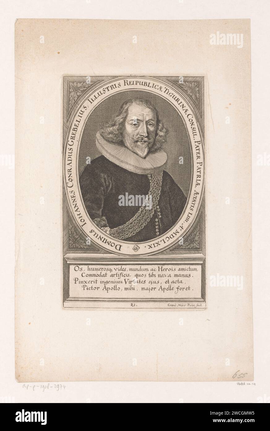 Portret van Johann Conrad Grebel, Conrad Meyer, 1669 - 1689 print paper ...