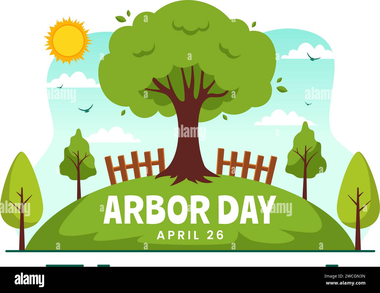 Happy Arbor Day Vector Illustration with Planting a Tree, Plant, Garden ...