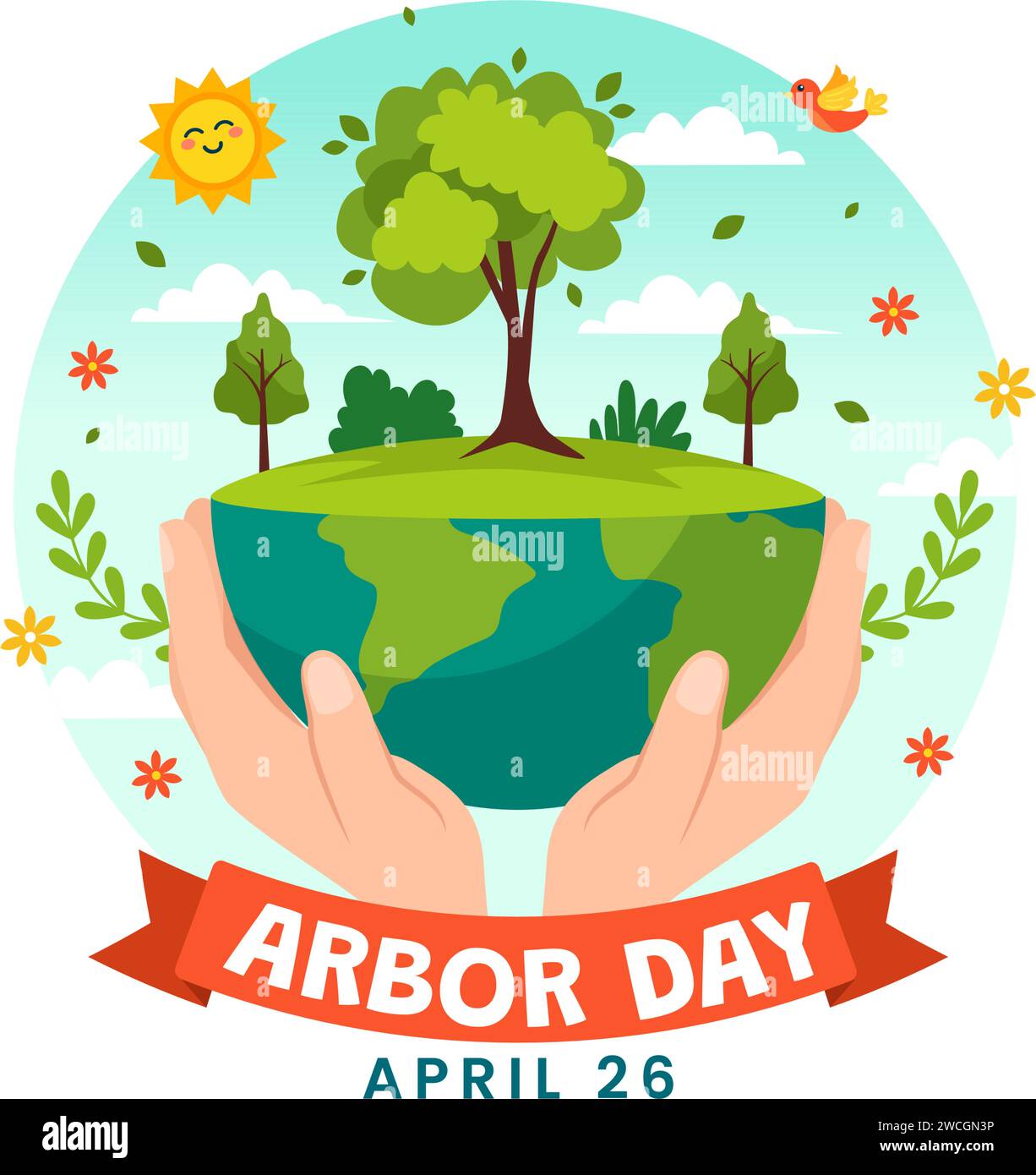 Happy arbor day vector vectors hi-res stock photography and images - Alamy