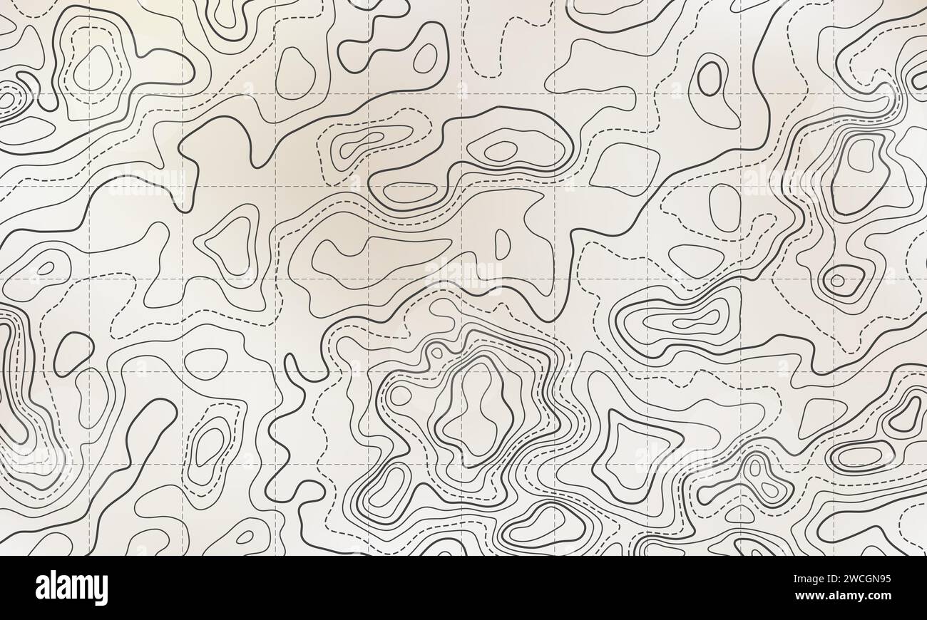 Ocean bottom topographic line map curvy wave isolines vector ...