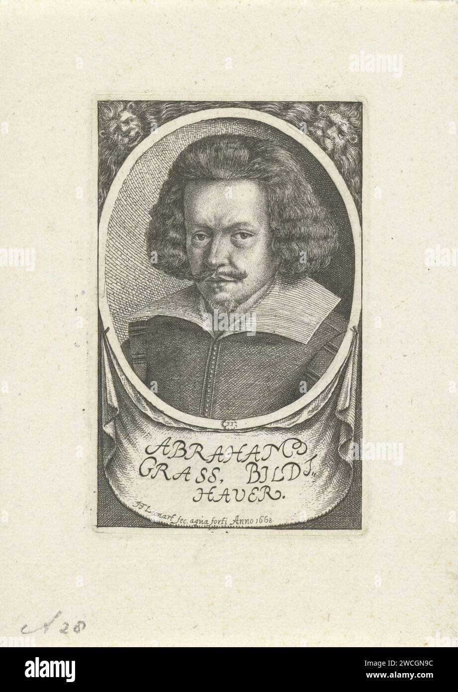 Portrait van Abraham Grass, Johann Friedrich Leonard, 1668 print ...