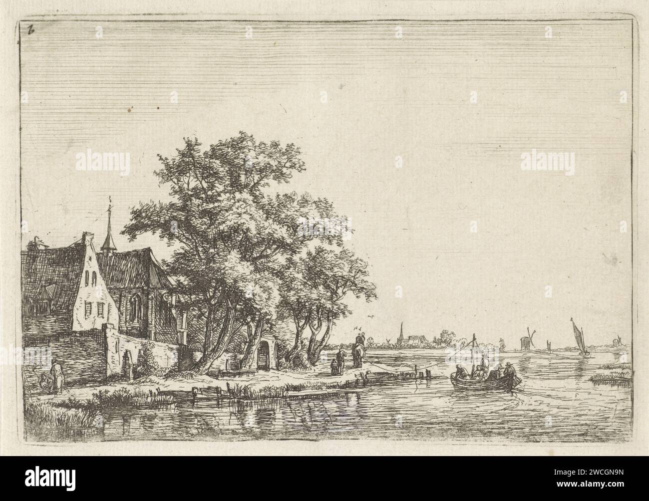 Church on the Water, Anthonie Waterloo, 1630 - 1717 print On the left ...