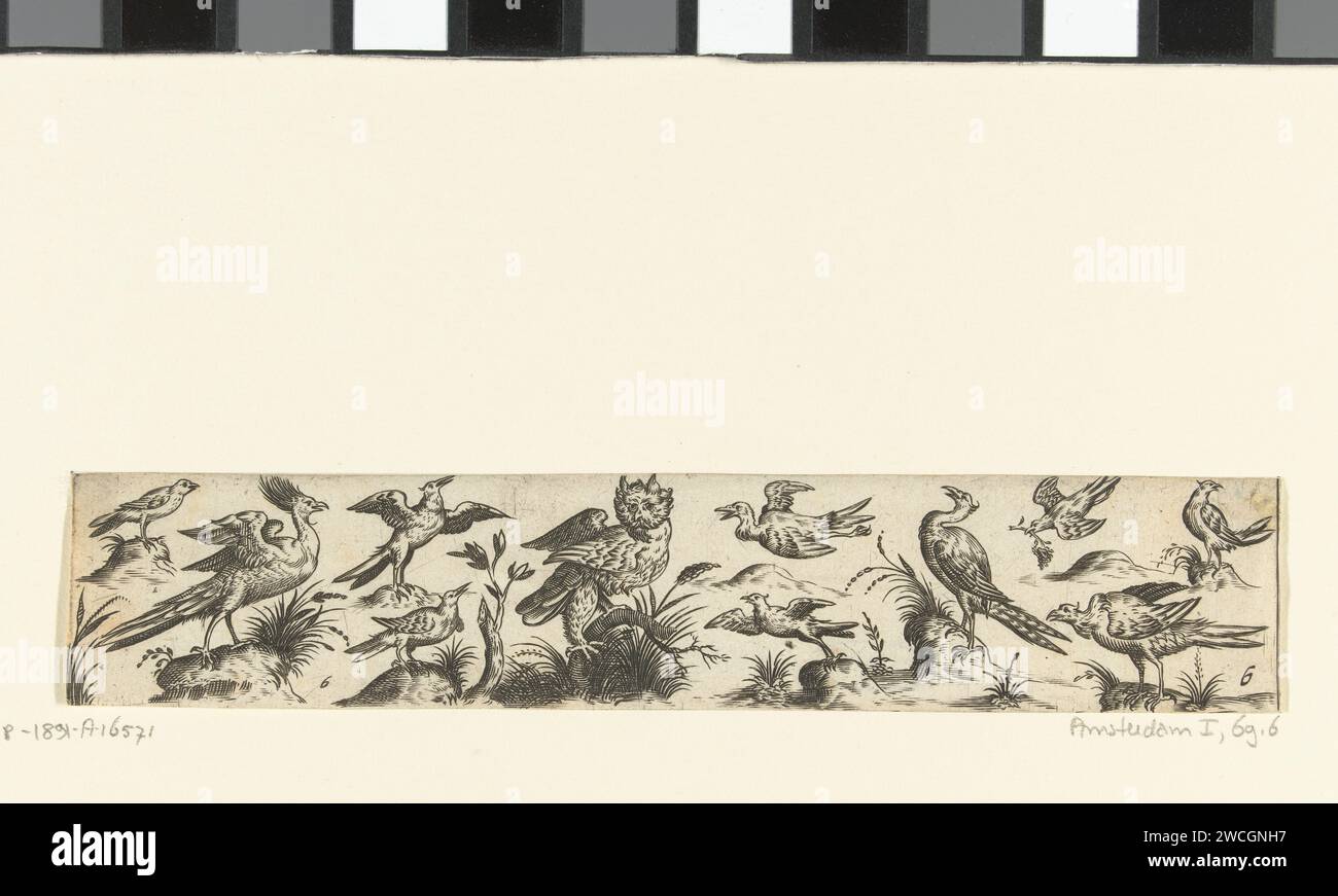 Frisian with eleven birds, in the middle is an owl, Hans Liefrinck (II ...