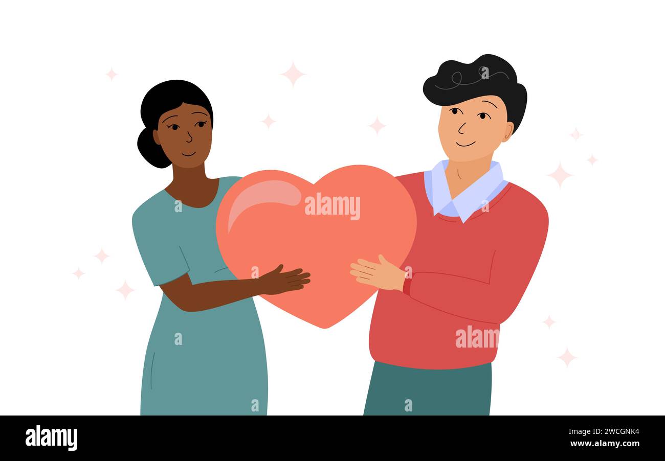 Multiracial couple in love together. Woman and man of different races ...