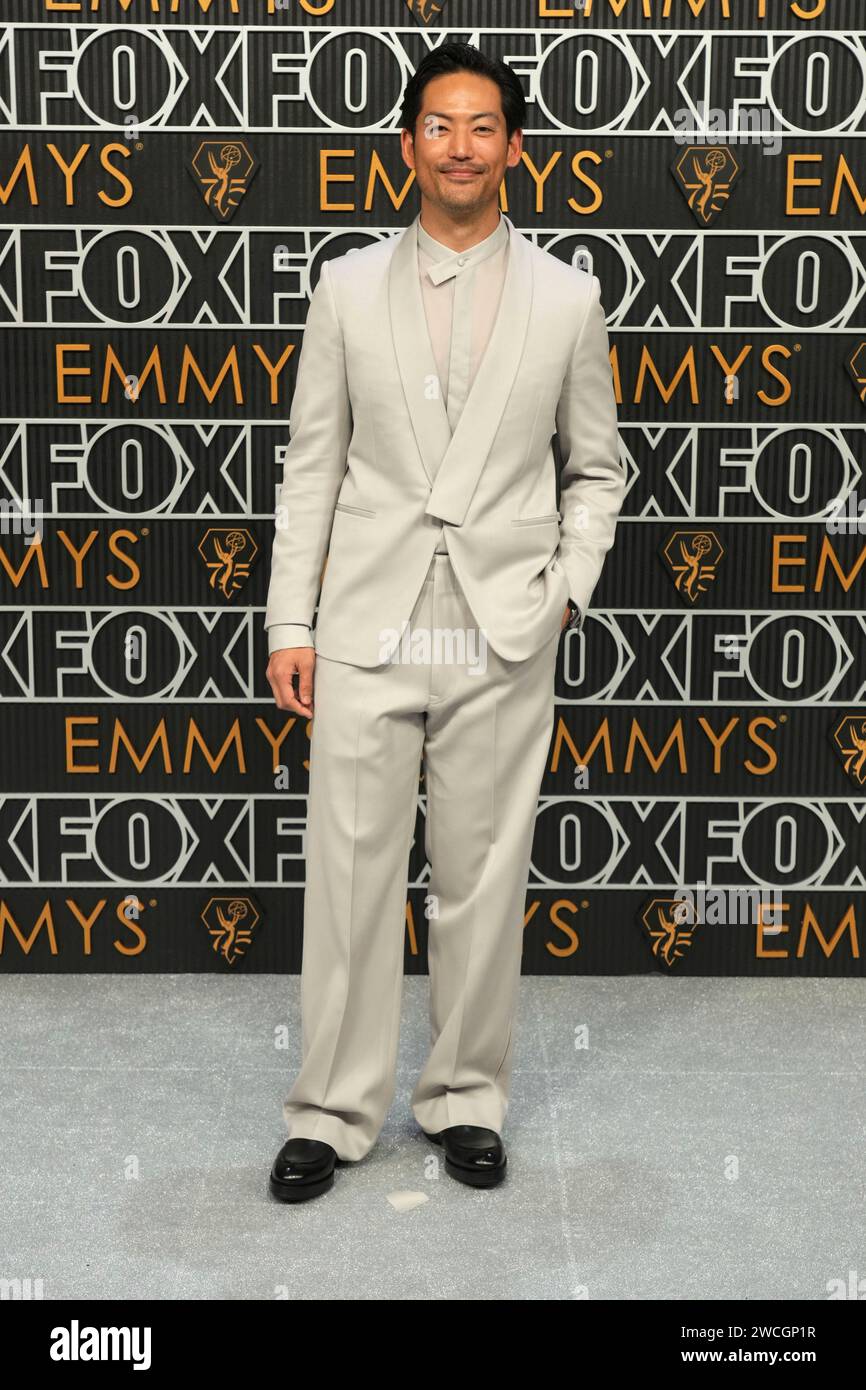 Joseph Lee poses for a Red Carpet portrait at the 75th Emmy Awards on ...