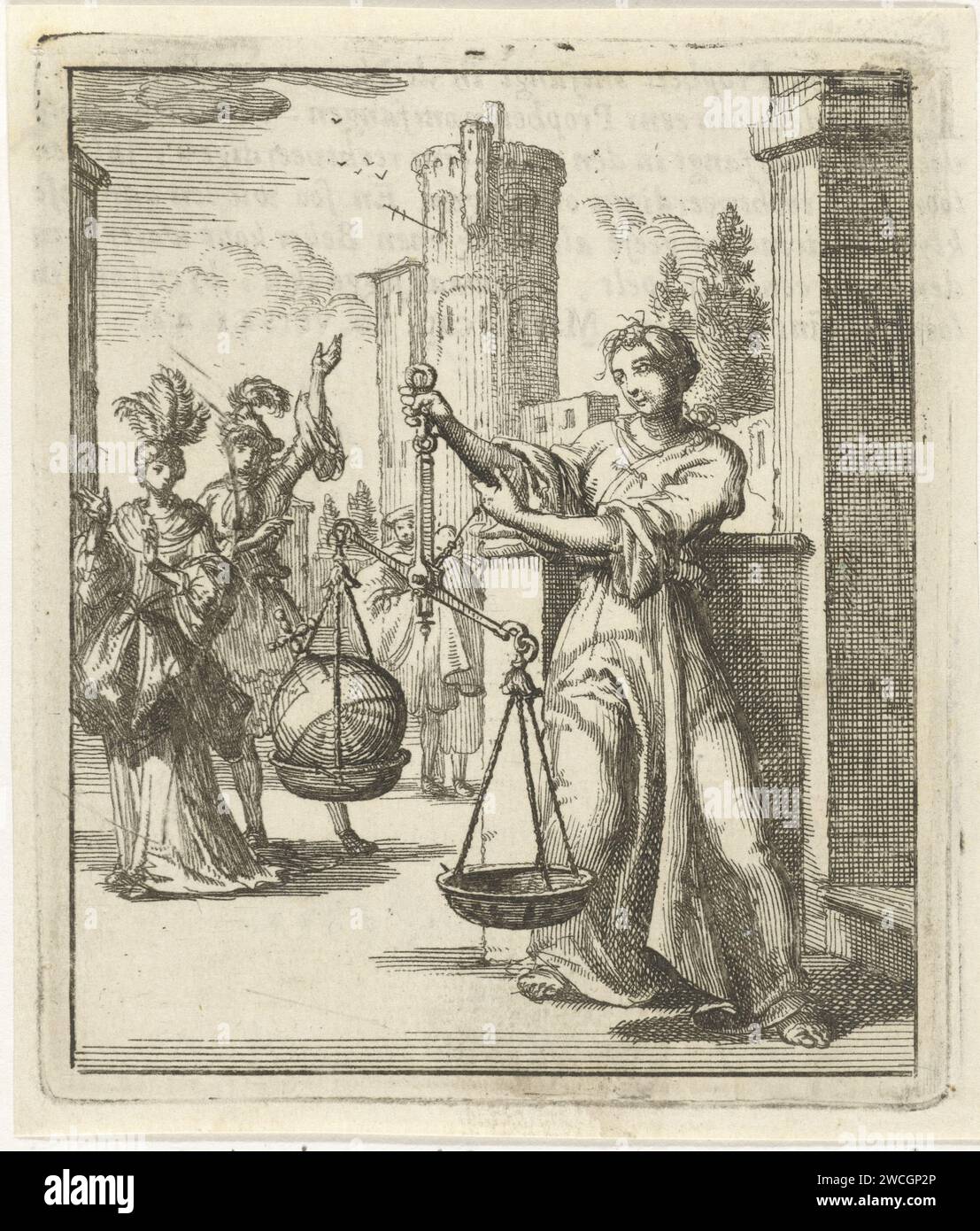 Woman weighs a Rijksappel, Jan Luyken, 1687 print Amsterdam paper ...