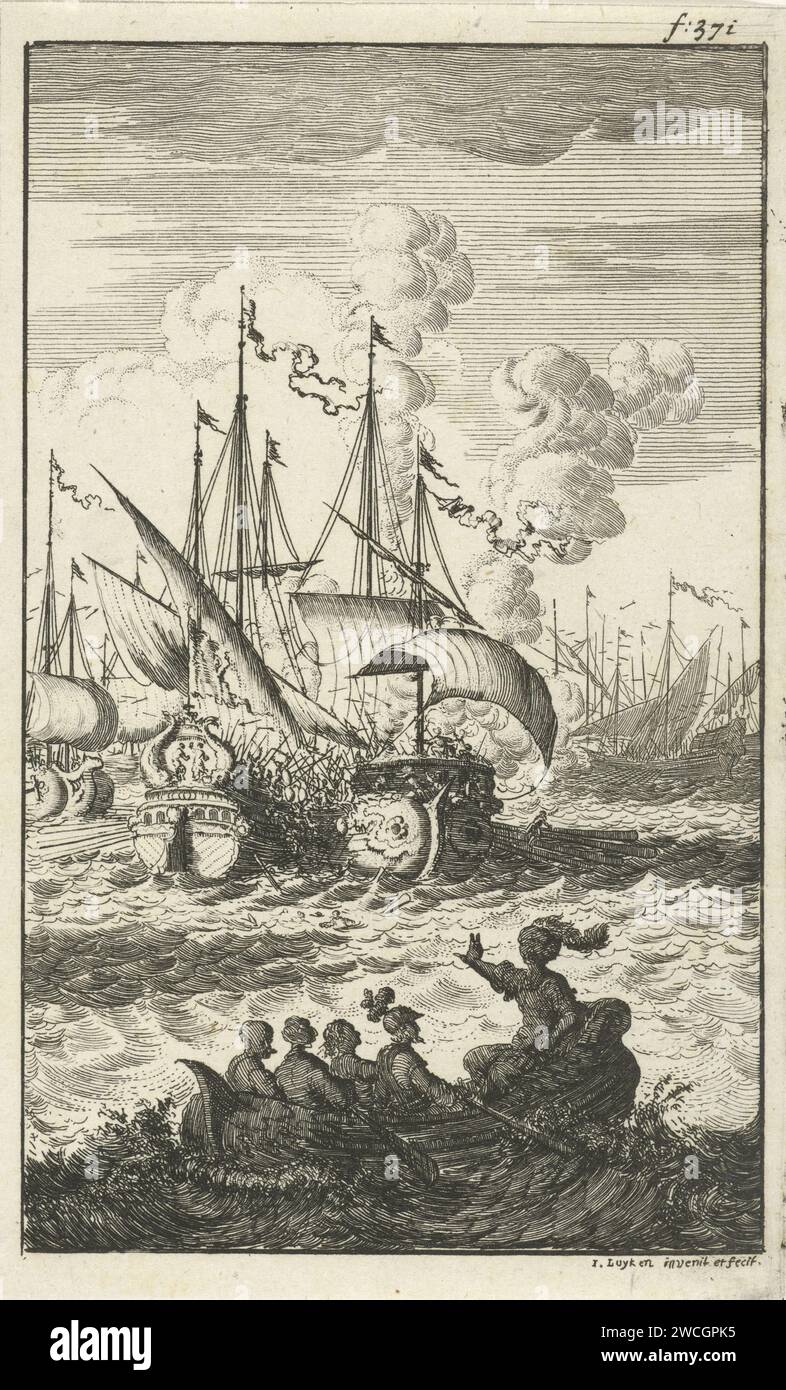 Ambiodorix flee the Zeeslag, Jan Luyken, 1681 print Print at the top ...