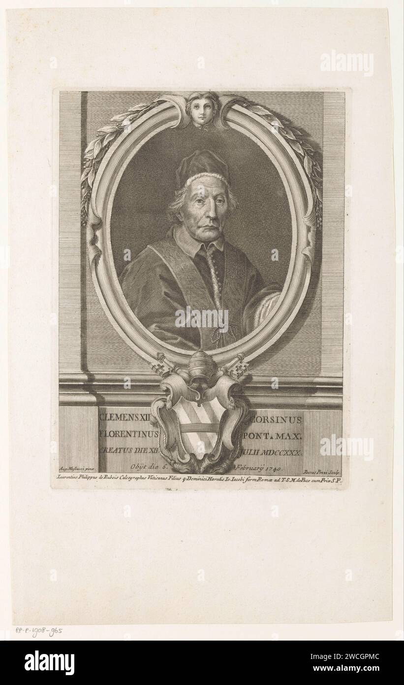 Portret Van Paus Clemens XII, Rocco Pozzi, After Agostino Masucci, 1740 ...