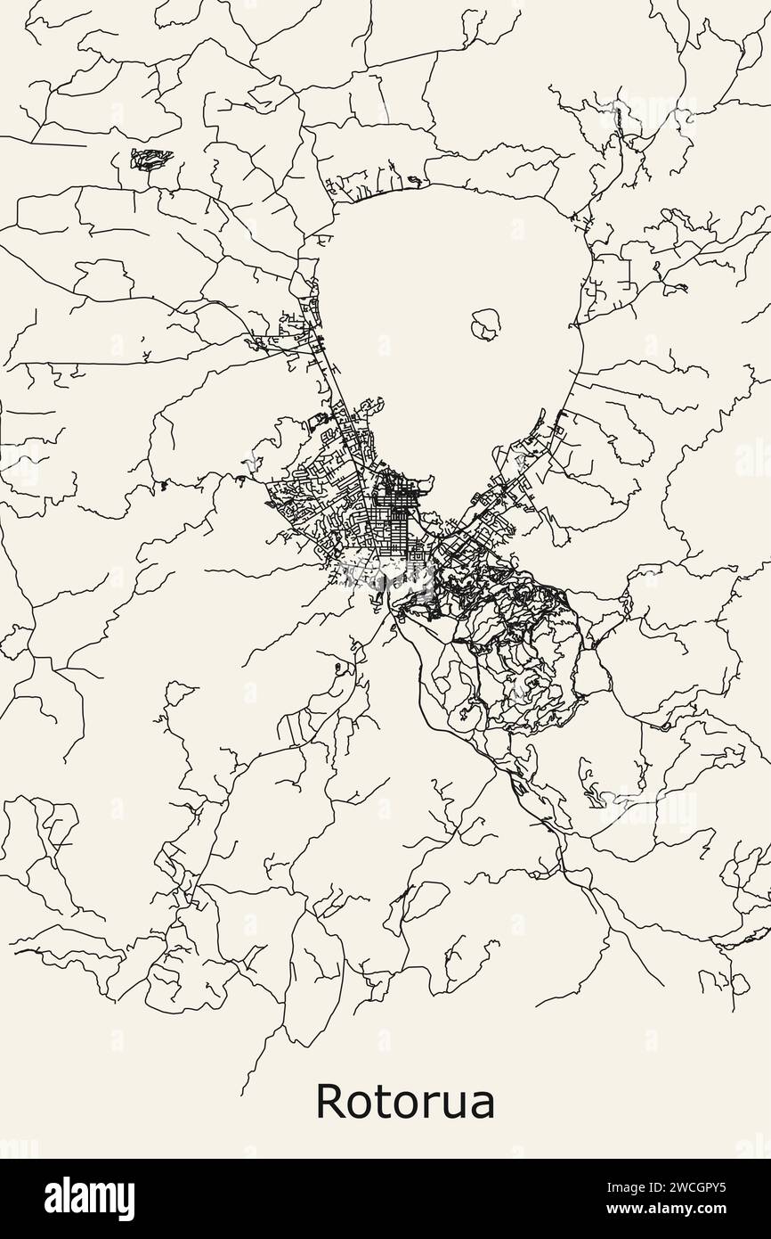 City Road Map OF Rotorua, New Zealand Stock Vector Image & Art - Alamy