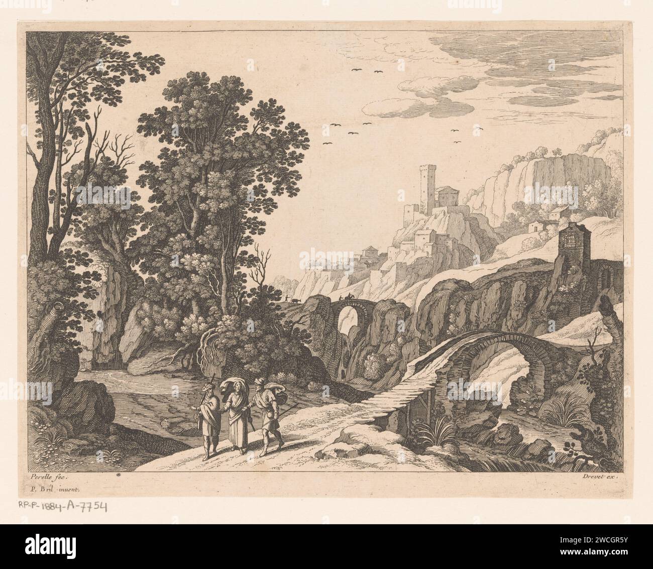 Landscape with the Emmausgoers, Nicolas Perelle, After Willem van ...