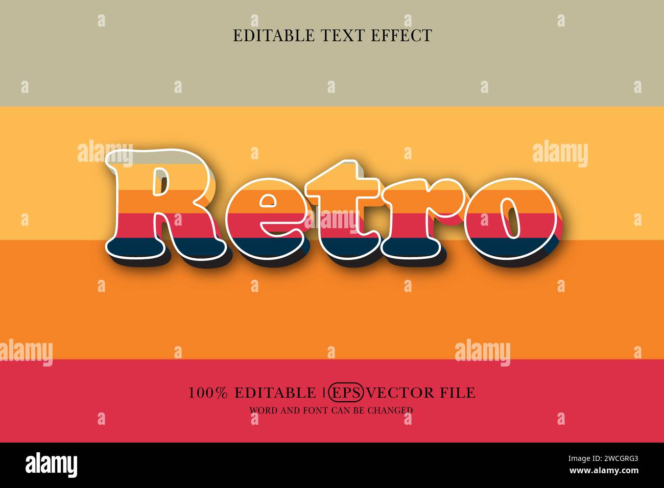 Editable text effect Retro 3d cartoon style premium vector Stock Vector Image & Art - Alamy