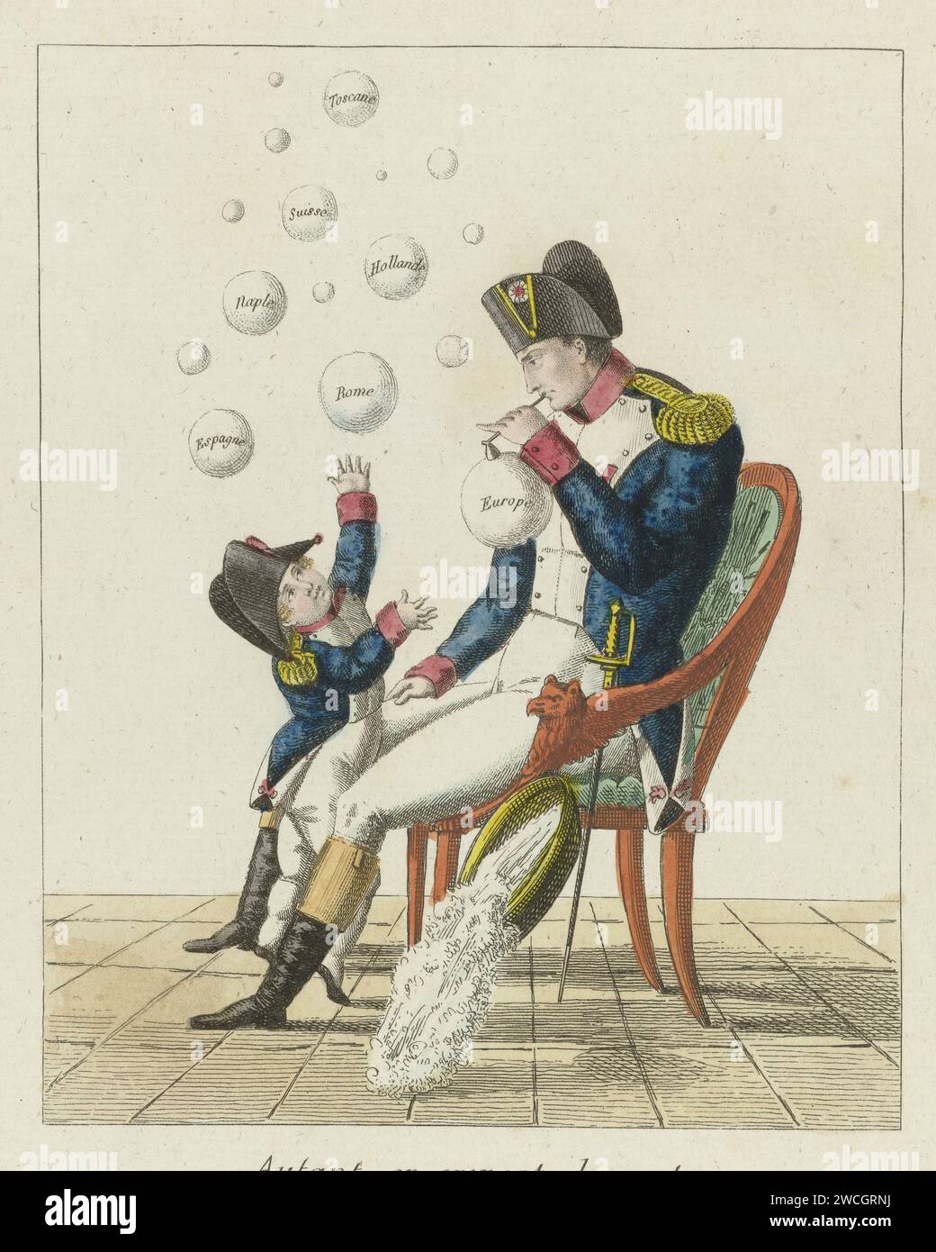 Bellenblazende Napoleon, 1813, anonymous, 1813 - 1814 print Cartoon on ...