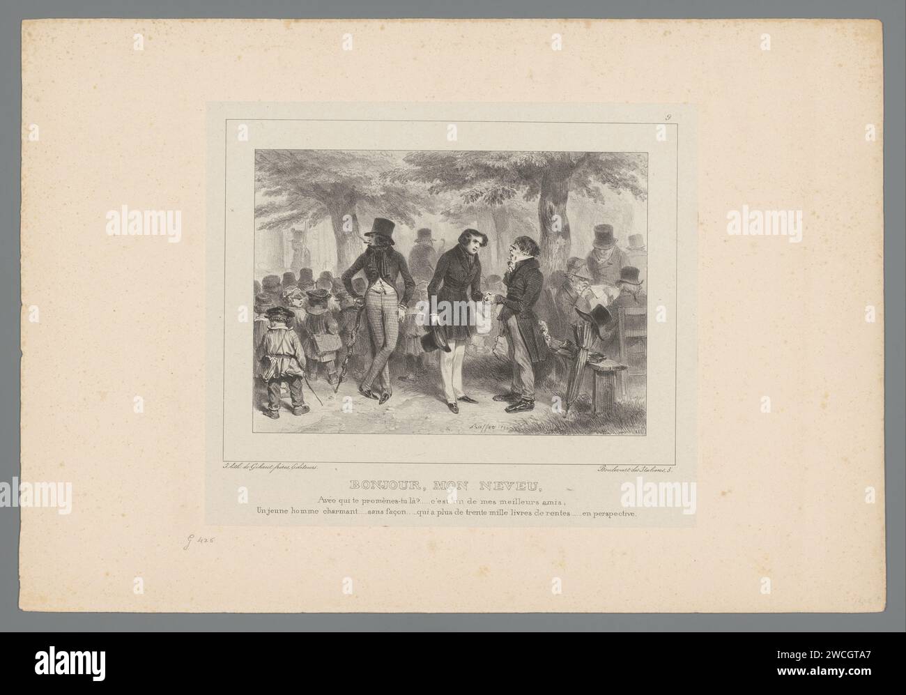 Cousin comes across uncle in crowded park, Denis Auguste Marie Raffet ...