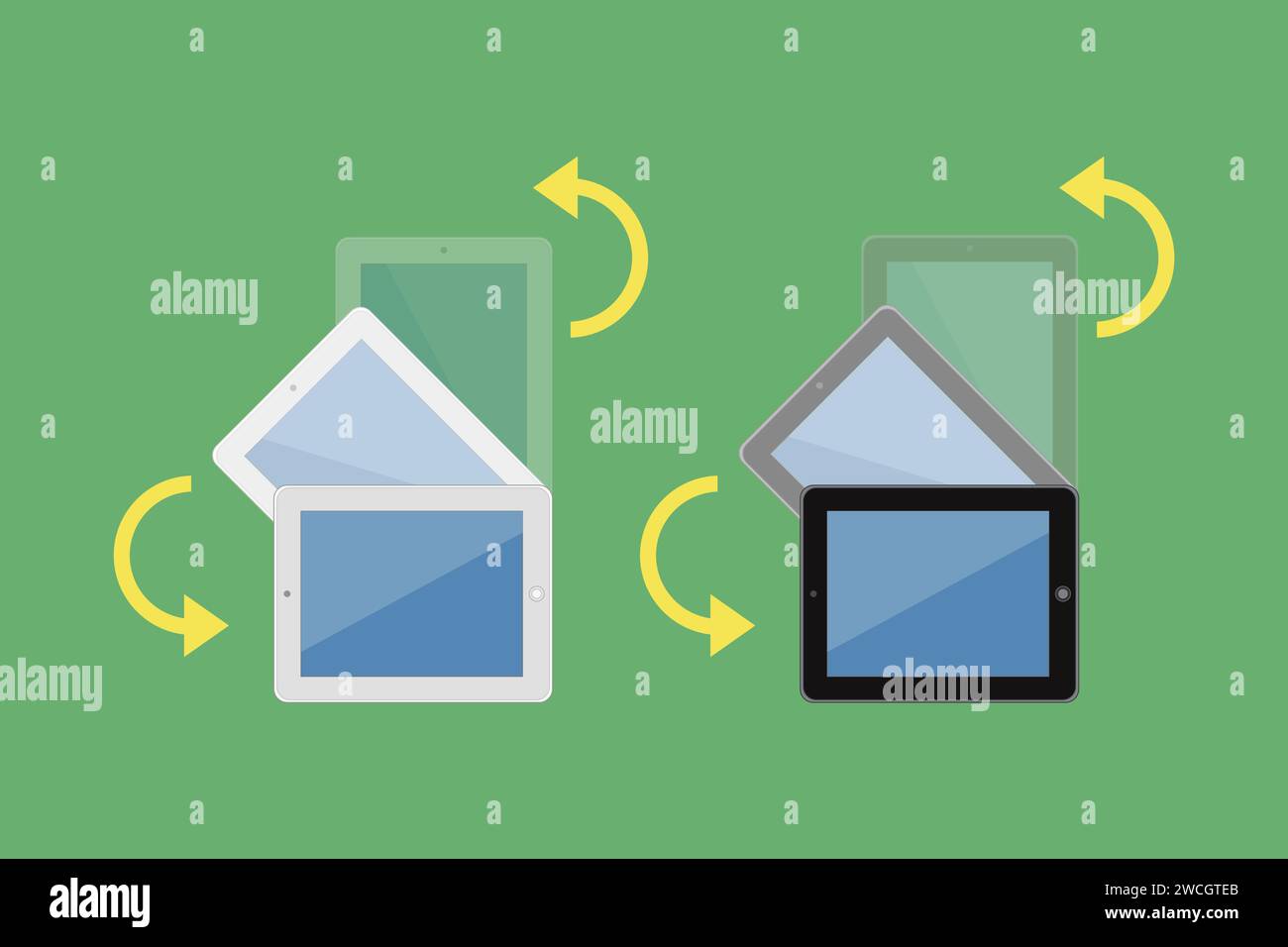 Digital display tablet screen turning. Visual instruction for using your screen tab for image ...