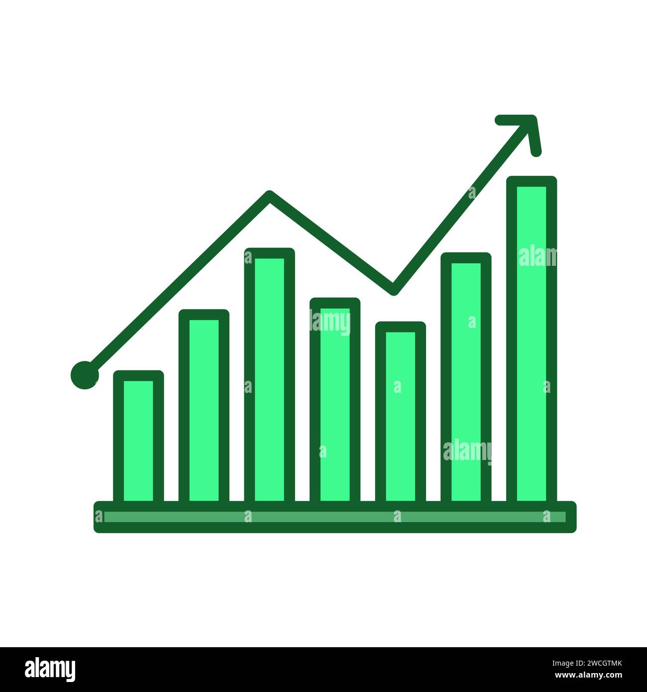 Growth Chart And Green Bars With Arrow Pointing Upward Stock Vector Image And Art Alamy