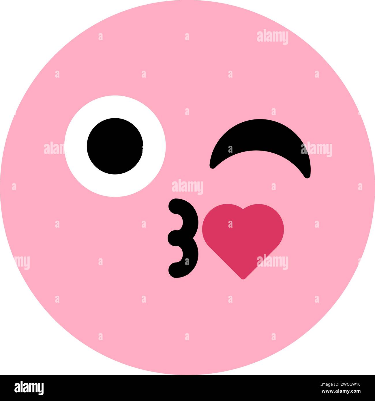 Kiss with heart expression cute emoji icon vector. Funny face winking ...