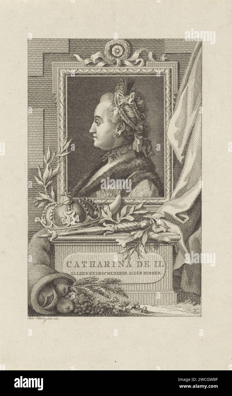 Portrait of Catharina de Grote, Reinier Vinkeles (I), 1787 print ...