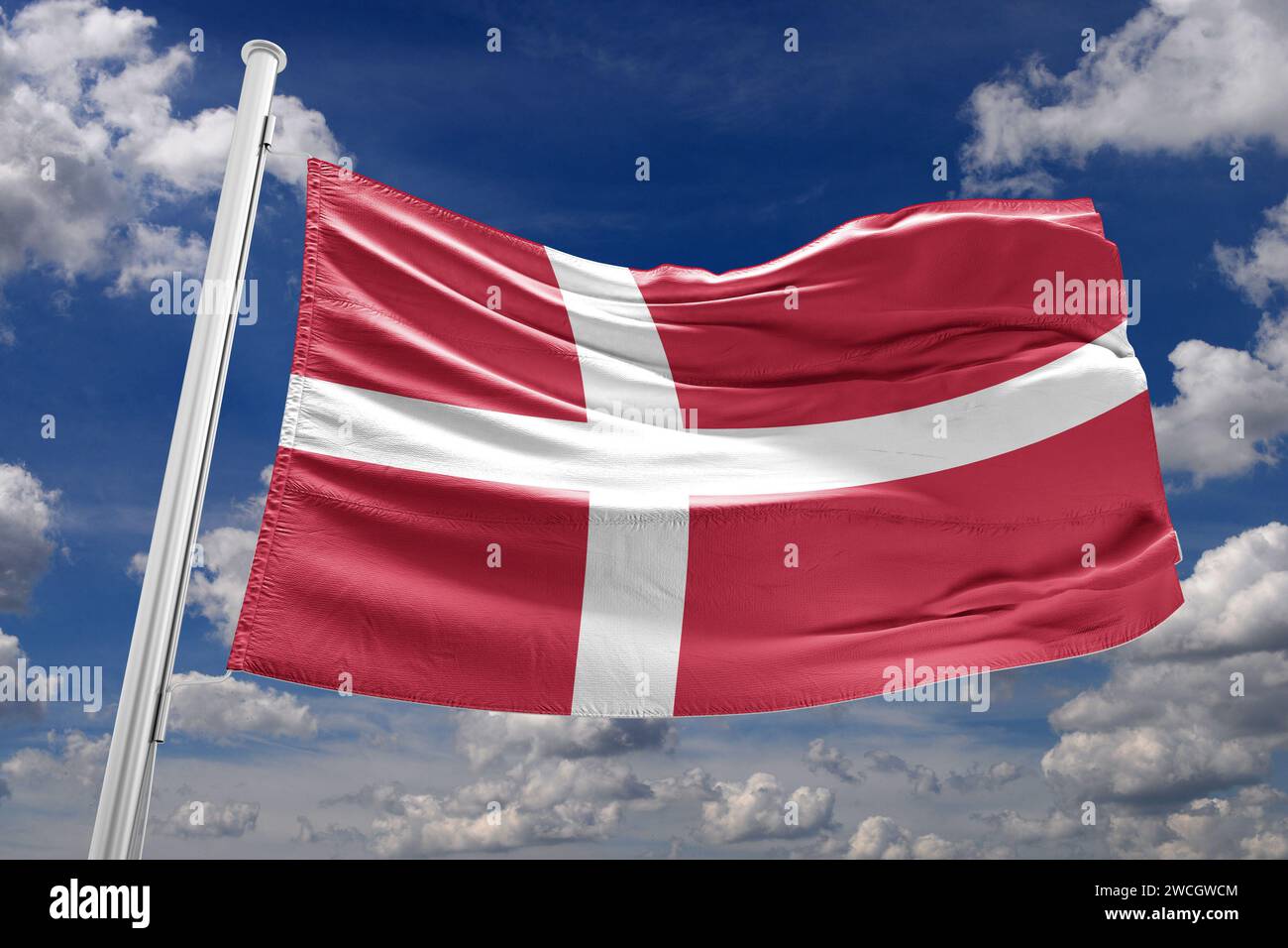 The national flag of Denmark A white Nordic cross with a red background ...