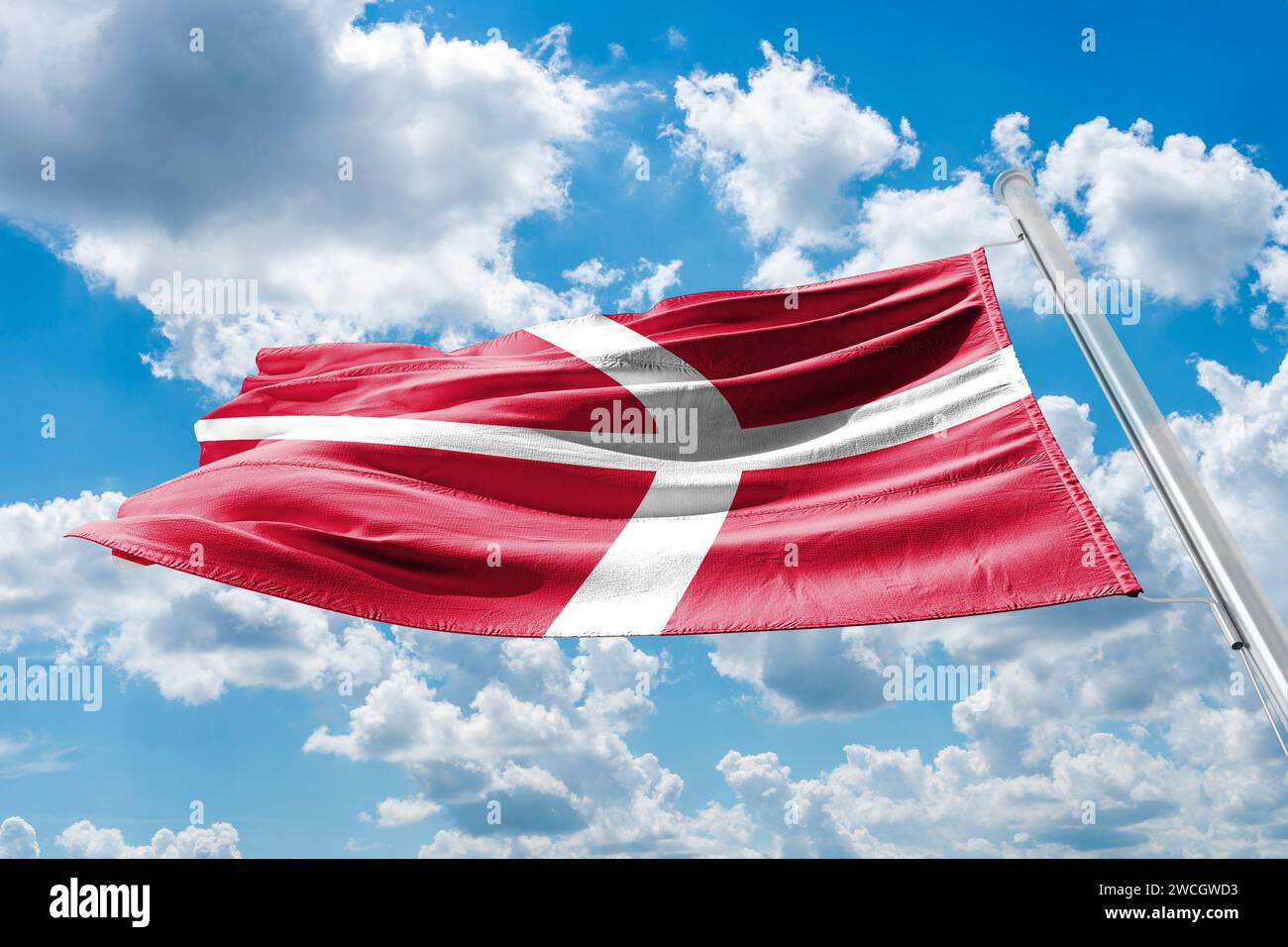 The national flag of Denmark A white Nordic cross with a red background ...