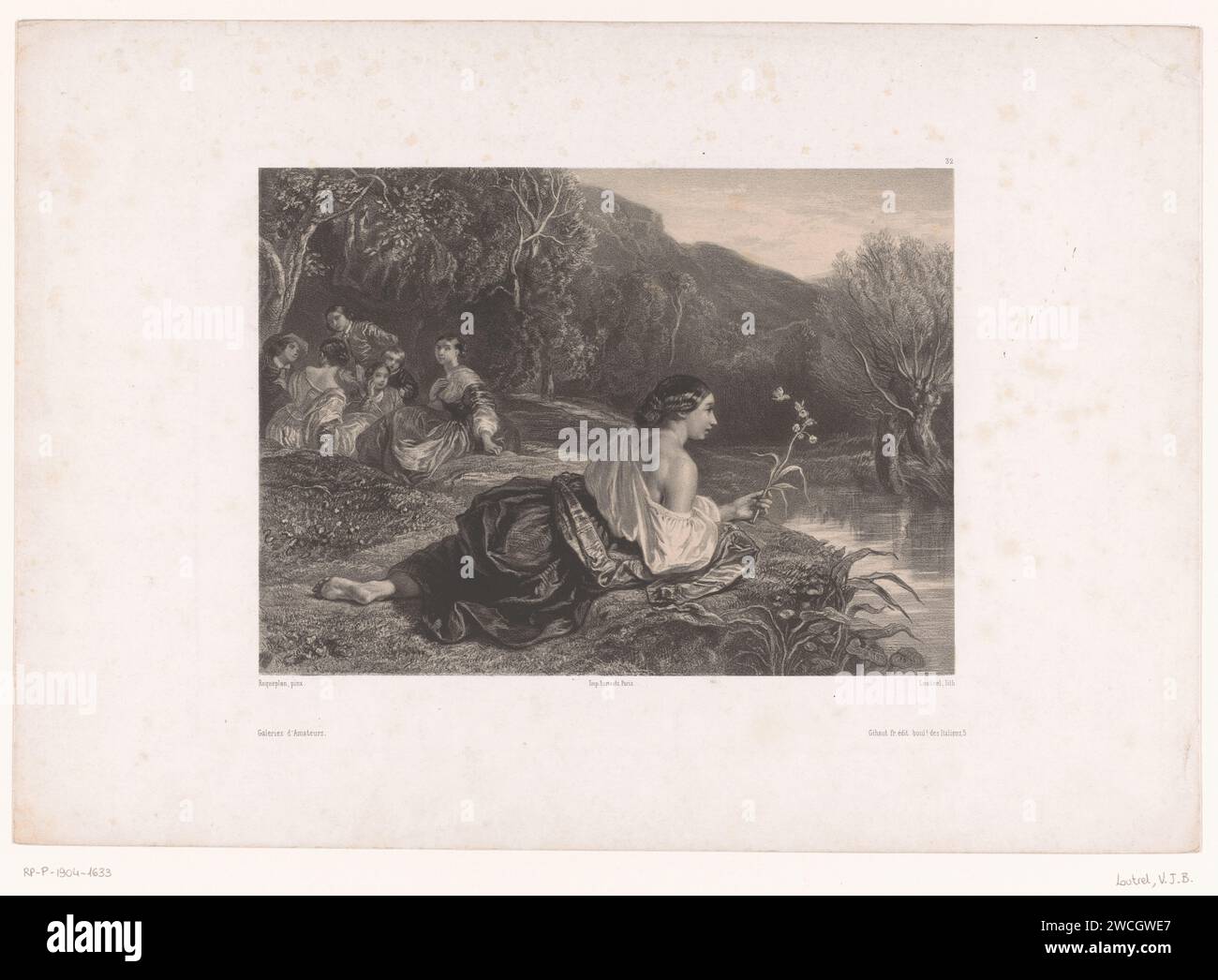 Young women and men in a landscape, Victor Jean Baptiste Loutrel, After ...