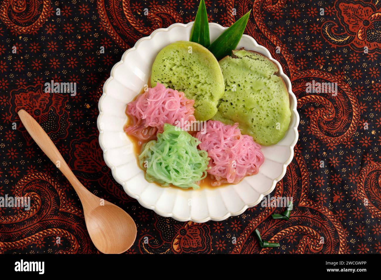 Top View Petulo Srabi with Palm Sugar and Coconut Milk Syrup ...