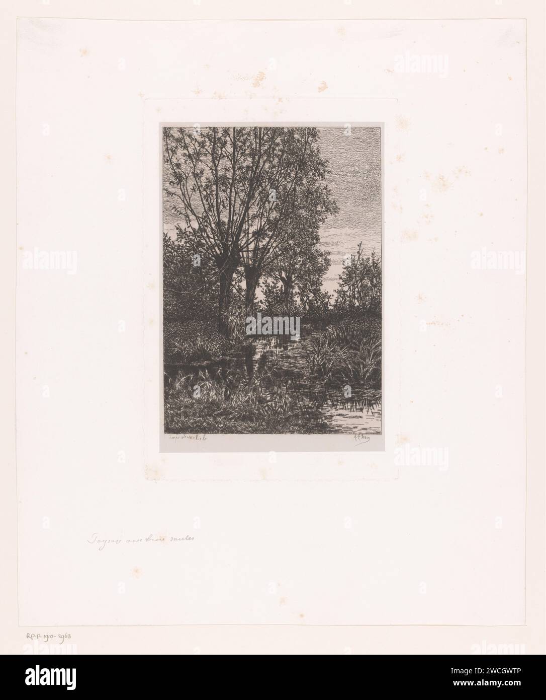 Landscape with three willows along the water, Alfred Elsen, 1860 - 1910 ...