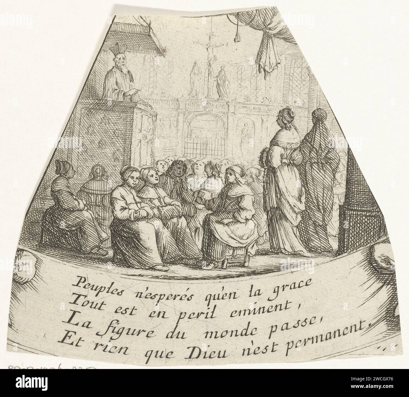 Church service, Albert Flamen, 1648 - 1665 print A priest speaks to a ...