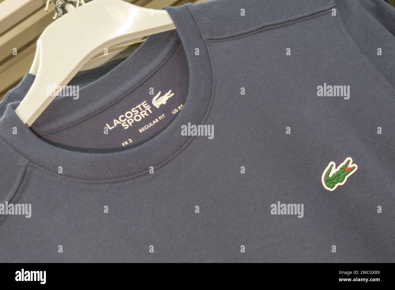Bordeaux , France - 01 14 2024 : Lacoste brand logo shop sign text on ...