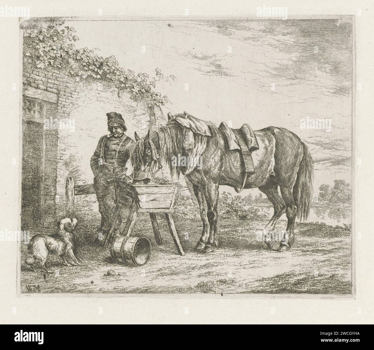 Horse at a feeding bin, Christiaan Wilhelmus Moorrees, 1811 - 1867 ...
