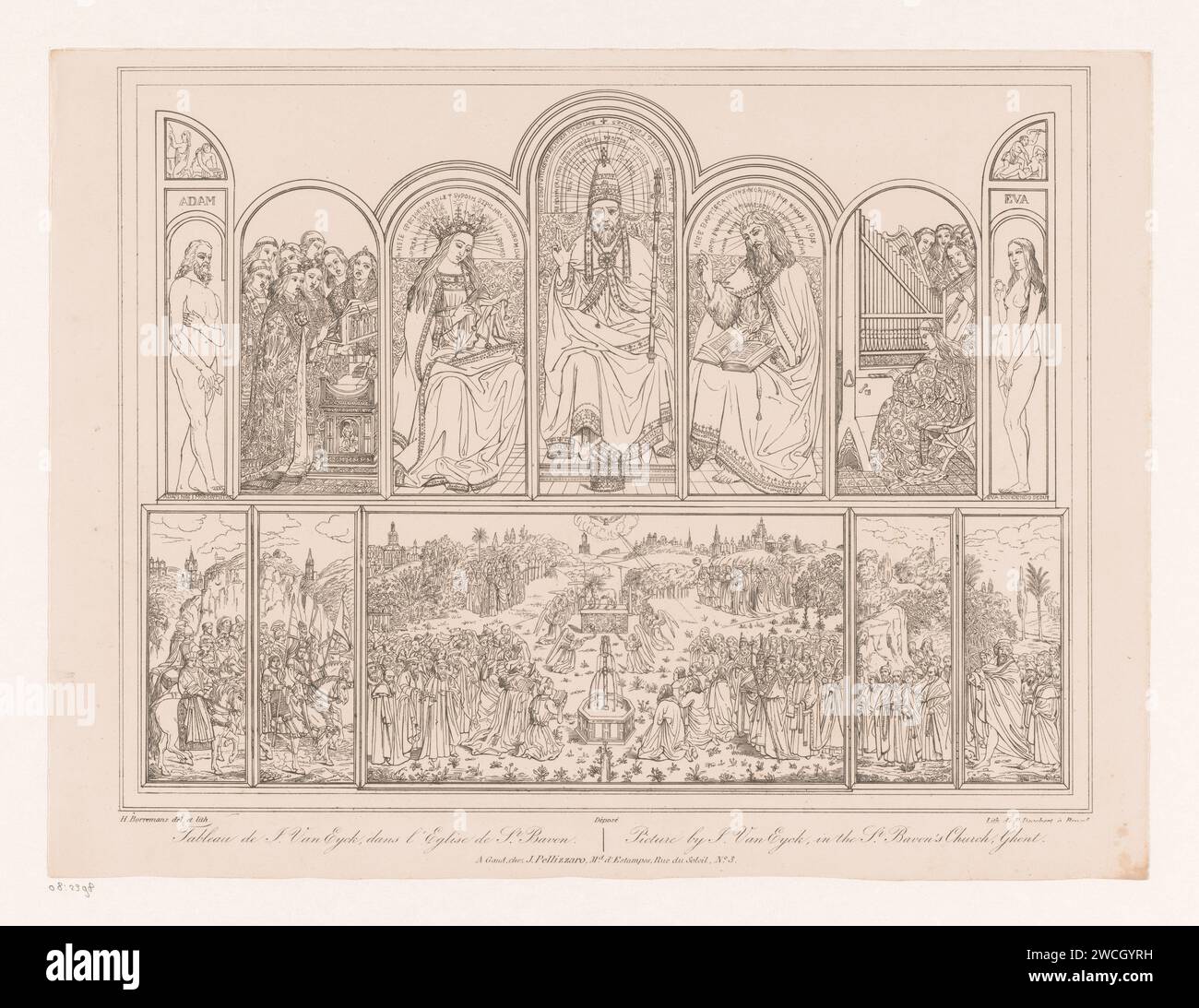 Altarpiece with the worship of the Lamb of God, Henri Borremans, After ...