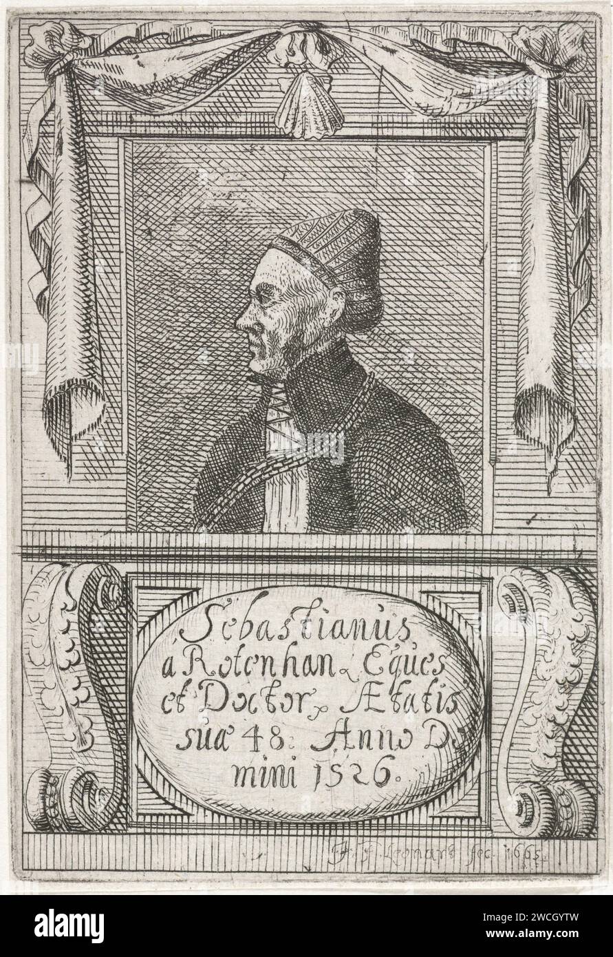 PortraT van Sebastian Rotenhan, Johann Friedrich Leonard, 1665 print ...