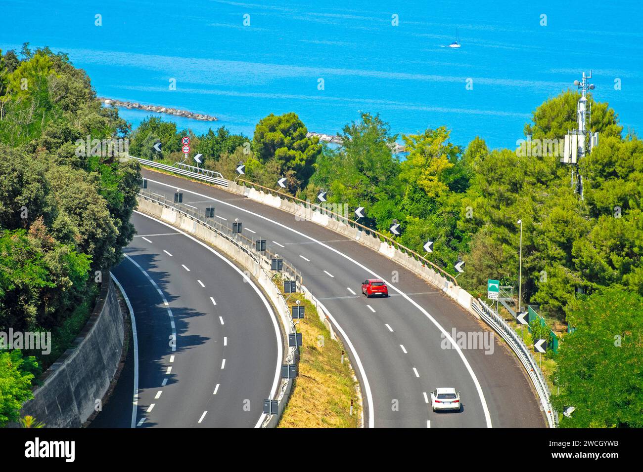 Motorway in Italy on the Adriatic Sea shore, A14, Marche Province on ...