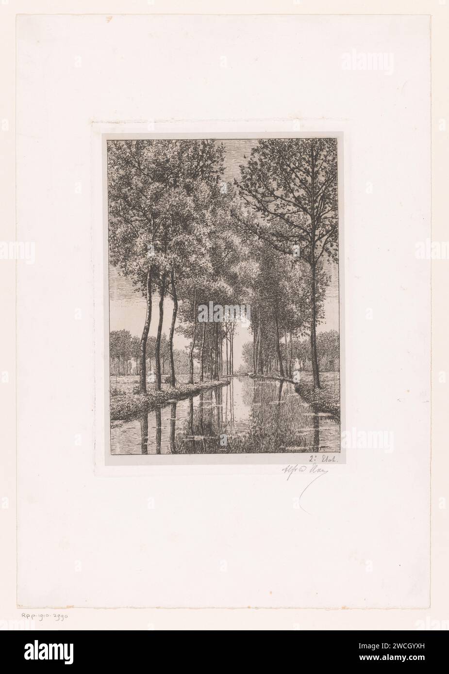 Landscape with river, Alfred Elsen, 1860 - 1910 print paper. etching ...