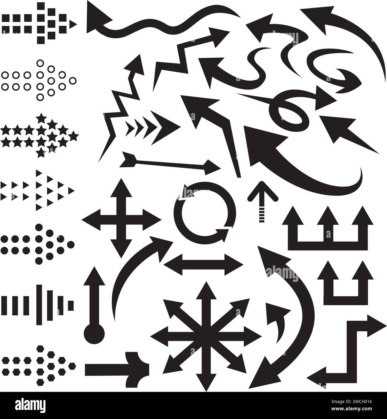 Set of black arrows isolated on white background. Vector design ...