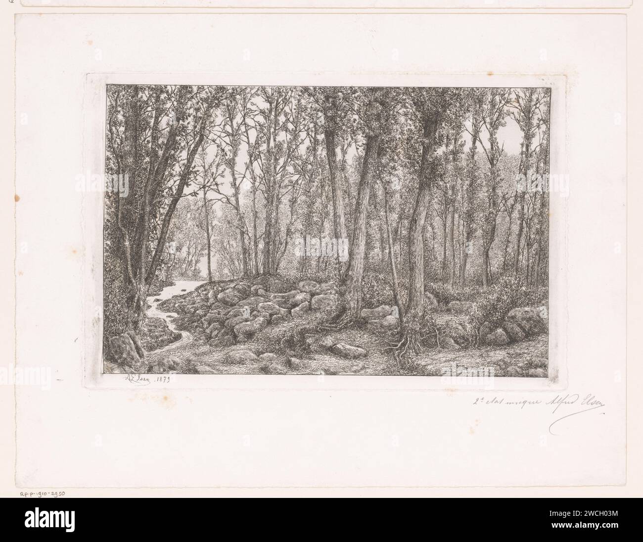 Forest face with a stream on the left, Alfred Elsen, 1879 print paper ...