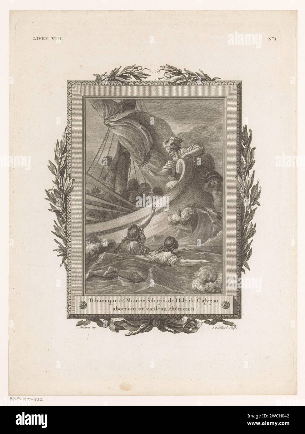 Telemachus escapes from the island of Calypso, Jean-Baptiste Tilliard ...