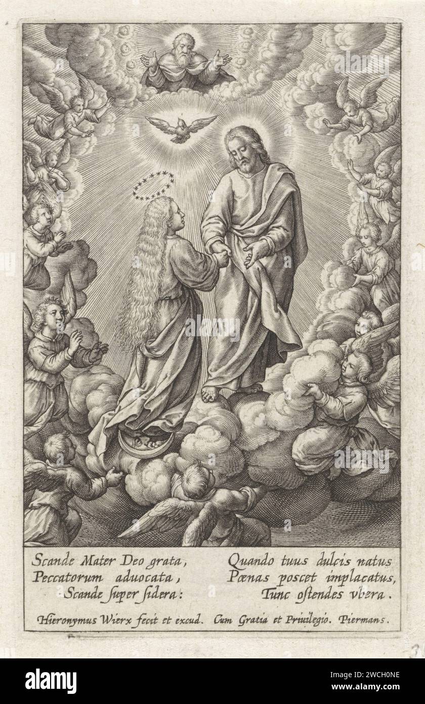 Ascension of Maria, Hieronymus Wierix, 1563 - Before 1619 print Maria is taken to heaven on the ...