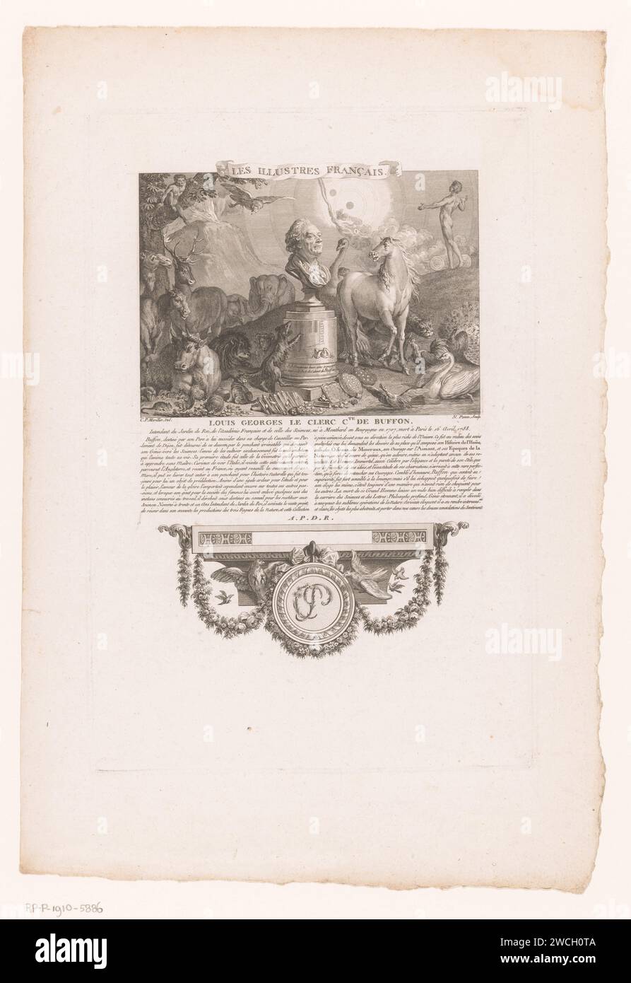 Allegorisch Portret van Georges -Louis Leclerc de Buffon, Nicolas Ponce ...