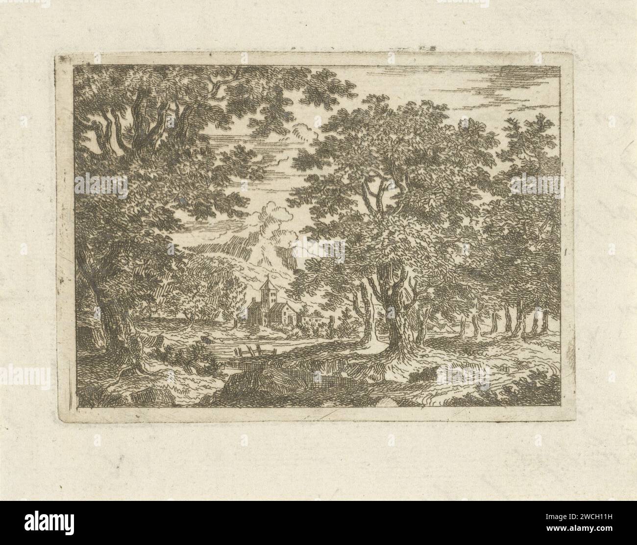 Landscape with stone building, Jean Joseph Hanson, 1741 - 1799 print ...