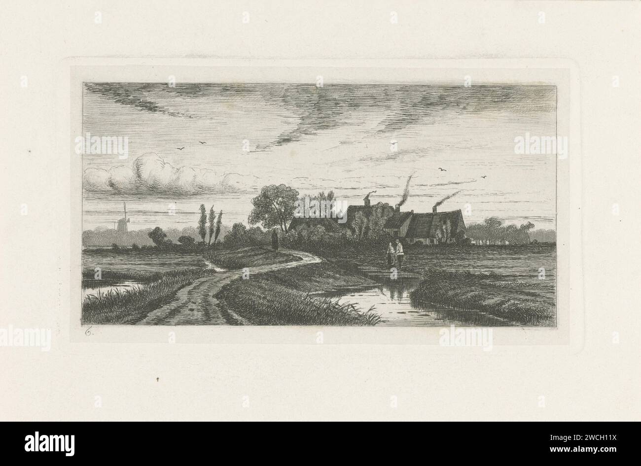 Landscape with farms, Jan van Lokhorst, 1858 print Landscape with farms ...