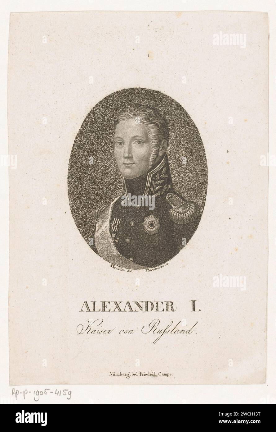 PortraT van Alexander I, Friedrich Fleischmann, after Franz Gerhard von ...