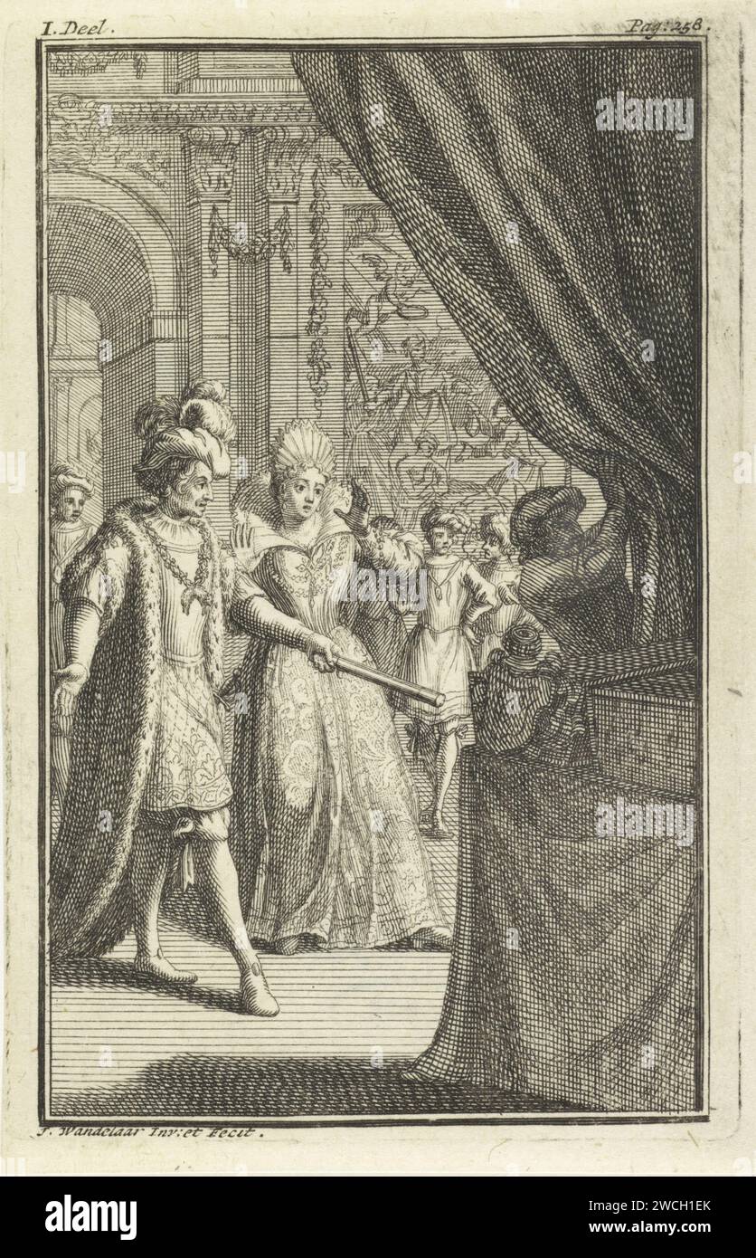 Shocking looking woman, Jan Wandelaar, 1722 - 1723 print A man puts a ...